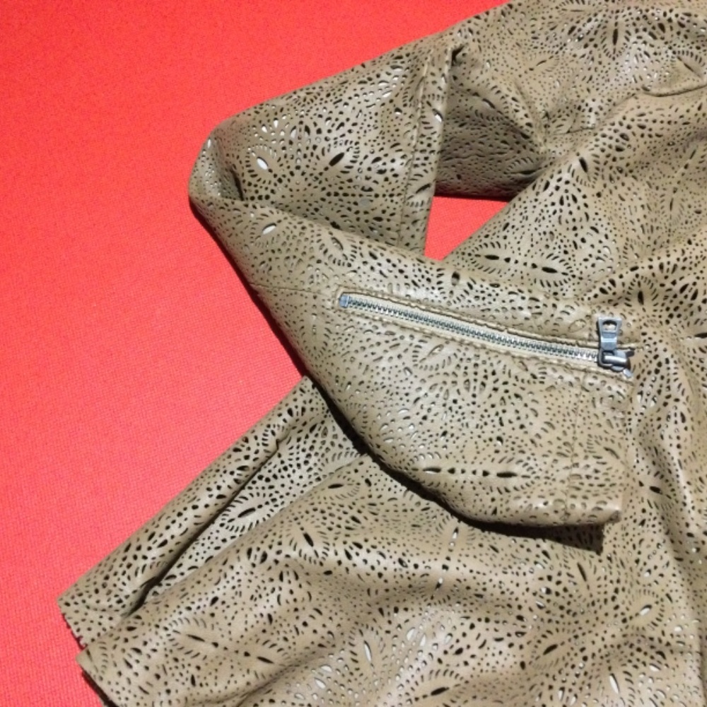 Alice + Olivia Laser Cut Leather Jacket - Gem